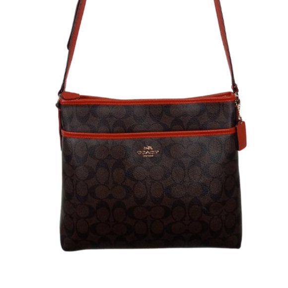 Coach | Bags | Coach Signature File Bag Brown Carmine | Poshmark